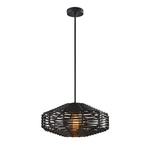 adesso 5240-01 kingston pendant light, 7 in, 60w, black rattan, 1 hanging light