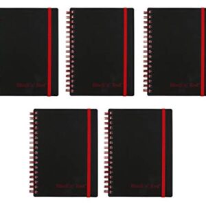 Black n' Red Twin Wire Poly Cover Notebook, 3-5/8" x 5-7/8" Sheet Size, Black/Red, 70 Ruled Sheets, Sold as 5 Pack (F67010)