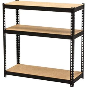 lorell narrow steel shelving storage rack, black