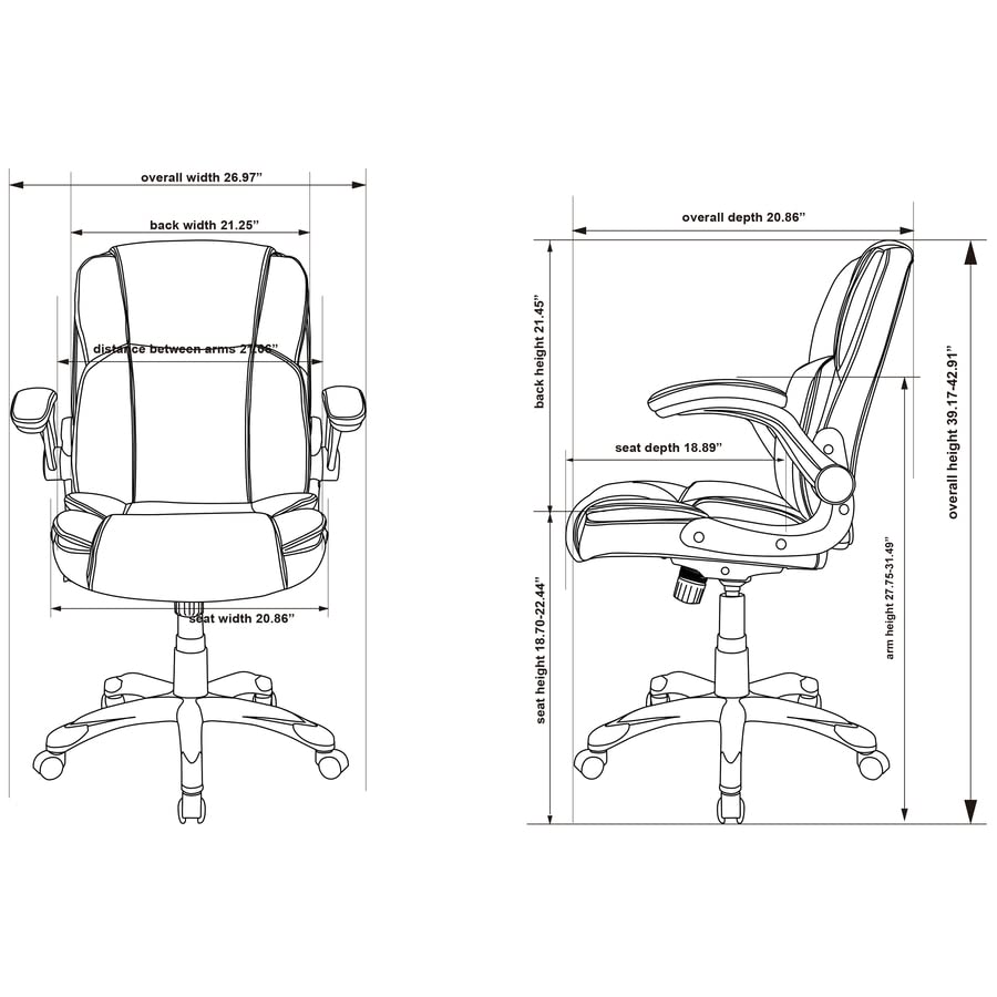 LYS Soho Flip Armrest Mid-back Leather Chair