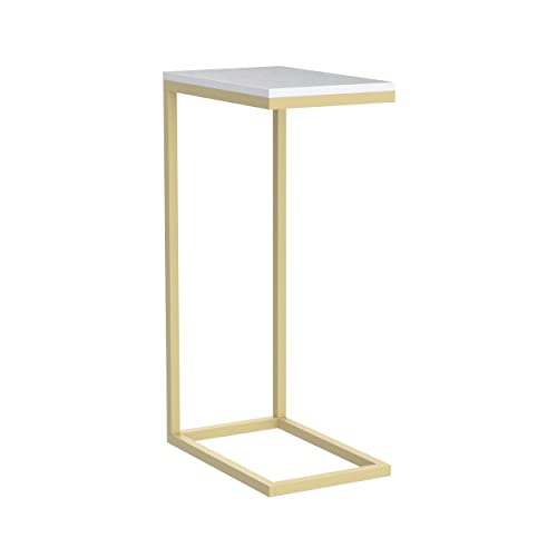 Silverwood Bryson C Table with Faux Marble Top, Gold