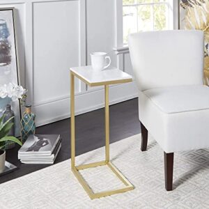 Silverwood Bryson C Table with Faux Marble Top, Gold