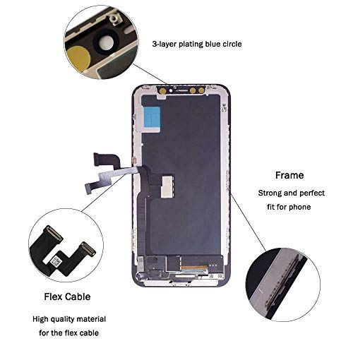 for iPhone 10 X 5.8 inch LCD Display Screen Replacement Digitizer Full Assembly 3D Touch Touchscreen with Waterproof Frame Adhesive Repair Tools in Black