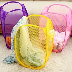 everd1487HH 52cm x 32cm x 37cm Foldable Pop Up Large Laundry Bag Home Mesh Washing Basket Bin Hamper Cloth Storage with Handles Pink