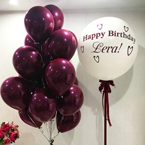 100pcs 12" Burgundy Latex Balloons Wine Red Pearl Balloons Decorations Great for Birthday Bachelorette Party Supplies Decorations