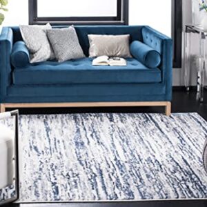 SAFAVIEH Amelia Collection Area Rug - 8' x 10', Grey & Navy, Modern Abstract Design, Non-Shedding & Easy Care, Ideal for High Traffic Areas in Living Room, Bedroom (ALA768B)