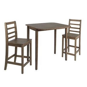 silverwood bennett walnut drop leaf pub table and chairs set, walnut, light gray, 3 piece