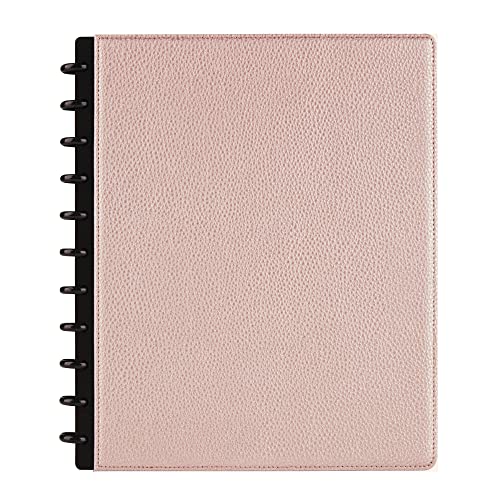 TUL® Discbound Notebook, Elements Collection, Letter Size, Leather Cover, Rose Gold/Pebbled, 60 Sheets