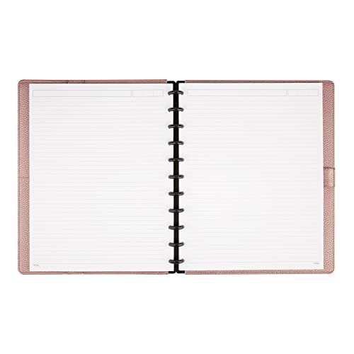 TUL® Discbound Notebook, Elements Collection, Letter Size, Leather Cover, Rose Gold/Pebbled, 60 Sheets