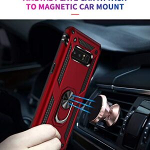 Military Grade Drop Impact for Samsung Galaxy Note 8 Case 360 Metal Rotating Ring Kickstand Holder Built-in Magnetic Car Mount Armor Shockproof Cover for Galaxy Note 8 Protection Case (Blue)