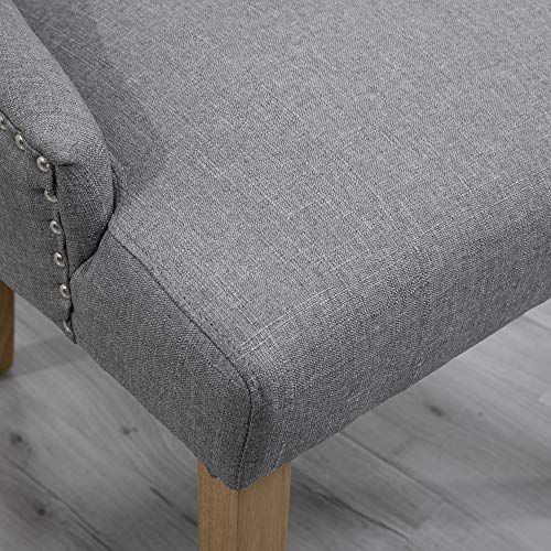 HomeSailing Grey Dining Chair with Arms Set of 2 Hostess Armchairs Comfy Fabric Upholstered with Button for Kitchen Restaurant Living Room Soft High Back Side Chairs (Gray)