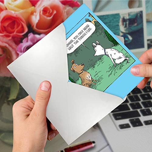 NobleWorks - Funny Anniversary Card with Envelope - Cartoon Marriage Humor, Spouse Notecard for Anniversary - Half Hear C7250ANG