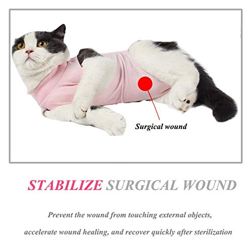 Coppthinktu Cat Recovery Suit for Abdominal Wounds or Skin Diseases, Breathable E-Collar Alternative for Cats and Dogs, After Surgery Wear Anti Licking Wounds