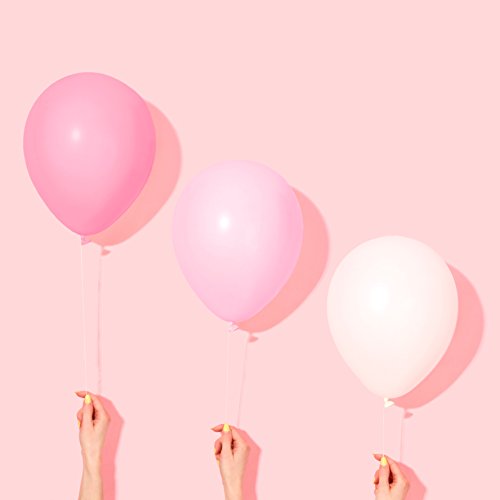 LFYDM Latex balloon 100 pcs 12 inch ： white and light pink and rose red and light rose latex balloons