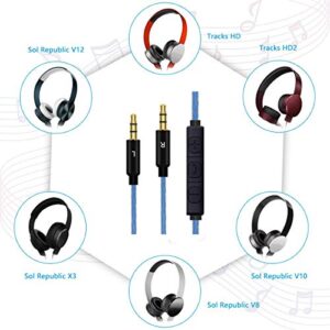 Sqrmekoko OFC Upgrade Inline Mic Remote Control Audio Cable Cord for Sol Republic Master Tracks HD V8 V10 V12 X3 Headphone