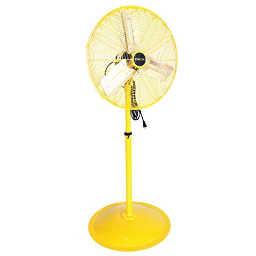 Stanley 24 Inch Oscillating Industrial High Velocity Pedestal Fan - Use for Shop, Garage or Warehouse, All-Metal Construction, 3 Speed Settings (ST-24POSC)