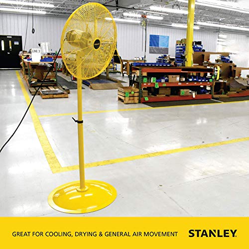 Stanley 24 Inch Oscillating Industrial High Velocity Pedestal Fan - Use for Shop, Garage or Warehouse, All-Metal Construction, 3 Speed Settings (ST-24POSC)