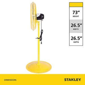 Stanley 24 Inch Oscillating Industrial High Velocity Pedestal Fan - Use for Shop, Garage or Warehouse, All-Metal Construction, 3 Speed Settings (ST-24POSC)