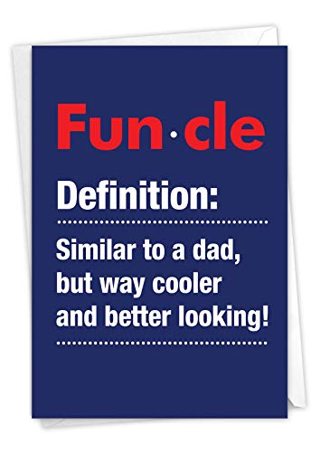 NobleWorks - 1 Funny Happy Birthday Notecard - Uncle Humor Greeting Card with Envelope - Funcle C7232BDG