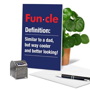 NobleWorks - 1 Funny Happy Birthday Notecard - Uncle Humor Greeting Card with Envelope - Funcle C7232BDG