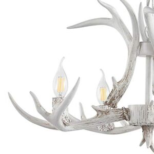 JONATHAN Y JYL6301B Eldora 26" Adjustable Resin Antler 4-Light LED Chandelier, Glam, Rustic,Cottage,Transitional, Dimmable Dining Room, Living Room, Kitchen, Foyer, Bedroom, White