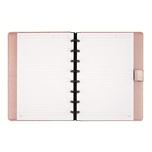 TUL® Discbound Notebook, Elements Collection, Junior Size, Narrow Ruled, 60 Sheets, Rose Gold/Pebbled