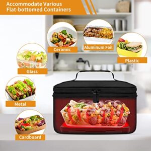 Portable Oven, 12V 24V 2-in-1 Car Food Warmer Mini Portable Microwave, Aotto Personal Heated Lunch Box Warmer for Work Reheating and Cooking Meals in Truck, Vehicle, Travel, Camping, Picnic (Black)