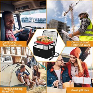 Portable Oven, 12V 24V 2-in-1 Car Food Warmer Mini Portable Microwave, Aotto Personal Heated Lunch Box Warmer for Work Reheating and Cooking Meals in Truck, Vehicle, Travel, Camping, Picnic (Black)