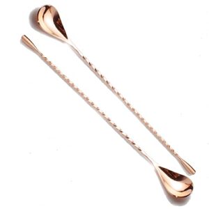 2 pcs mixing bar spoon 12 inches 18/10 stainless steel spiral pattern morphine bartender whiskey cocktail shaker spoon