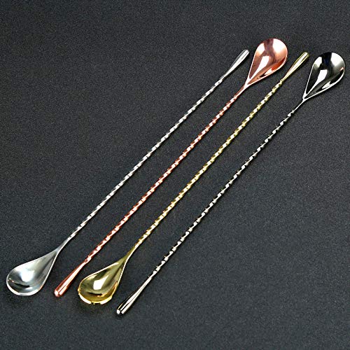 2 Pcs Mixing Bar Spoon 12 Inches 18/10 Stainless Steel Spiral Pattern Morphine Bartender Whiskey Cocktail Shaker Spoon