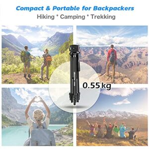 UBeesize Phone Tripod, 51" Adjustable Travel Video Tripod Stand with Cell Phone Mount Holder & Smartphone Bluetooth Remote(Black