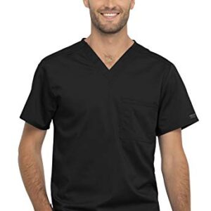 Cherokee Men & Women Scrubs Top Workwear Revolution 1 Pocket Tuckable V-Neck WW625, XL, Black