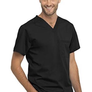 Cherokee Men & Women Scrubs Top Workwear Revolution 1 Pocket Tuckable V-Neck WW625, XL, Black