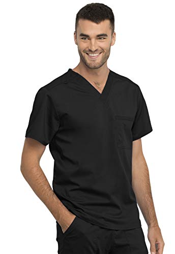 Cherokee Men & Women Scrubs Top Workwear Revolution 1 Pocket Tuckable V-Neck WW625, XL, Black