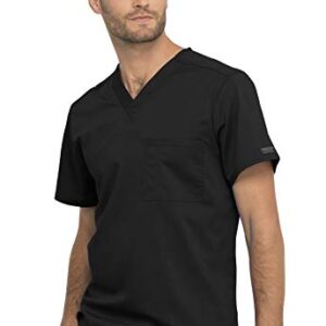 Cherokee Men & Women Scrubs Top Workwear Revolution 1 Pocket Tuckable V-Neck WW625, XL, Black