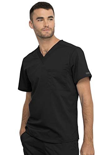 Cherokee Men & Women Scrubs Top Workwear Revolution 1 Pocket Tuckable V-Neck WW625, XL, Black