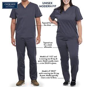 Cherokee Men & Women Scrubs Top Workwear Revolution 1 Pocket Tuckable V-Neck WW625, XL, Black