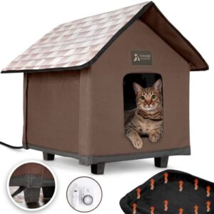 heated cat houses for outdoor cats, elevated, waterproof and insulated - a safe pet house and kitty shelter for your cat or small dog to stay warm & dry