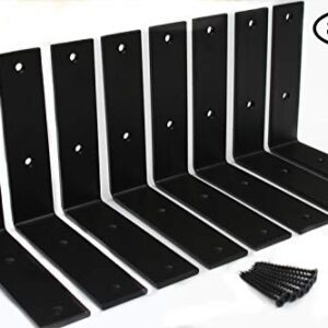 8 PCS L 6" x H 6" x W 1.5", 5mm Thick Heavy Duty Metal Wall Brackets Steel L Bracket for Hanging DIY Storage Or Decorative Shelving - Hang a Bookshelf Or Industrial Shelves - Shelf Supports