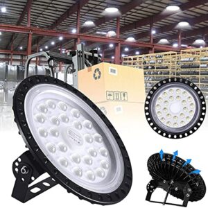 100W UFO LED High Bay Light lamp Factory Warehouse Industrial Lighting 10000 Lumen 6000k IP65 Warehouse LED Lights- High Bay LED Lights- Commercial Bay Lighting for Garage Factory Workshop Gym