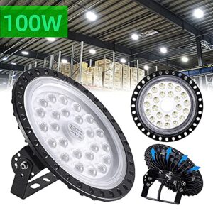 100W UFO LED High Bay Light lamp Factory Warehouse Industrial Lighting 10000 Lumen 6000k IP65 Warehouse LED Lights- High Bay LED Lights- Commercial Bay Lighting for Garage Factory Workshop Gym