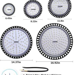 100W UFO LED High Bay Light lamp Factory Warehouse Industrial Lighting 10000 Lumen 6000k IP65 Warehouse LED Lights- High Bay LED Lights- Commercial Bay Lighting for Garage Factory Workshop Gym