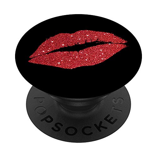 Sexy Red Lips, Glam Kiss, Red Sparkle, Cute For Girls, Girly PopSockets PopGrip: Swappable Grip for Phones & Tablets