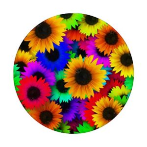 Sunflower Pop socket Colorful Flowers Floral Yellow Blue Red