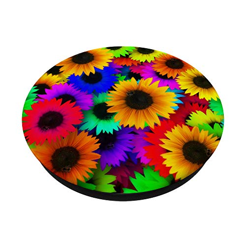 Sunflower Pop socket Colorful Flowers Floral Yellow Blue Red