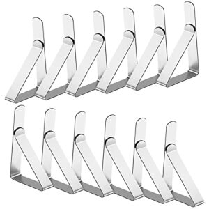 12 pack tablecloth clips- picnic table cloth clips- stainless steel table cloth cover clamps- table clips for restaurant picnics marquees weddings graduation party- fits up to 1.7” thick tables