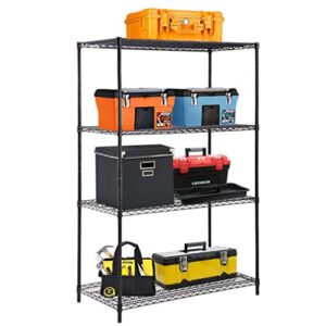 bestoffice 4-tier wire shelving unit steel large metal shelf organizer garage storage shelves heavy duty nsf certified commercial grade height adjustable metal rack 4000 lbs capacity (black)