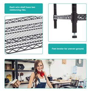 BestOffice 4-Tier Wire Shelving Unit Steel Large Metal Shelf Organizer Garage Storage Shelves Heavy Duty NSF Certified Commercial Grade Height Adjustable Metal Rack 4000 LBS Capacity (Black)