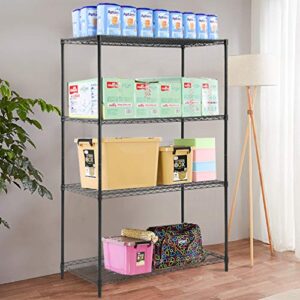 BestOffice 4-Tier Wire Shelving Unit Steel Large Metal Shelf Organizer Garage Storage Shelves Heavy Duty NSF Certified Commercial Grade Height Adjustable Metal Rack 4000 LBS Capacity (Black)