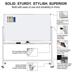 Mobile Whiteboard 72"x40" Magnetic Dry Erase White Boards on Wheels Double-Sided Large Whiteboard with Rolling Stand for Classrooms, Offices and Home